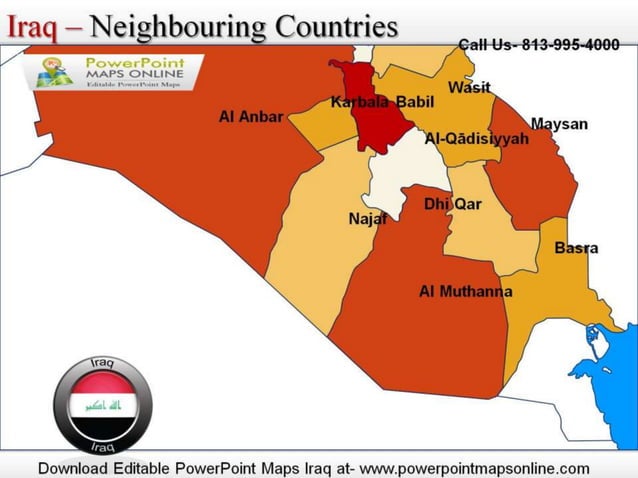 Editable PowerPoint Maps Iraq | PPT