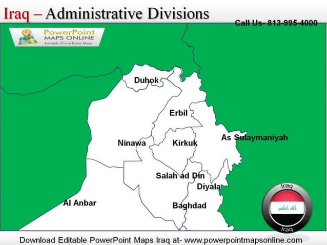 Editable PowerPoint Maps Iraq | PPT