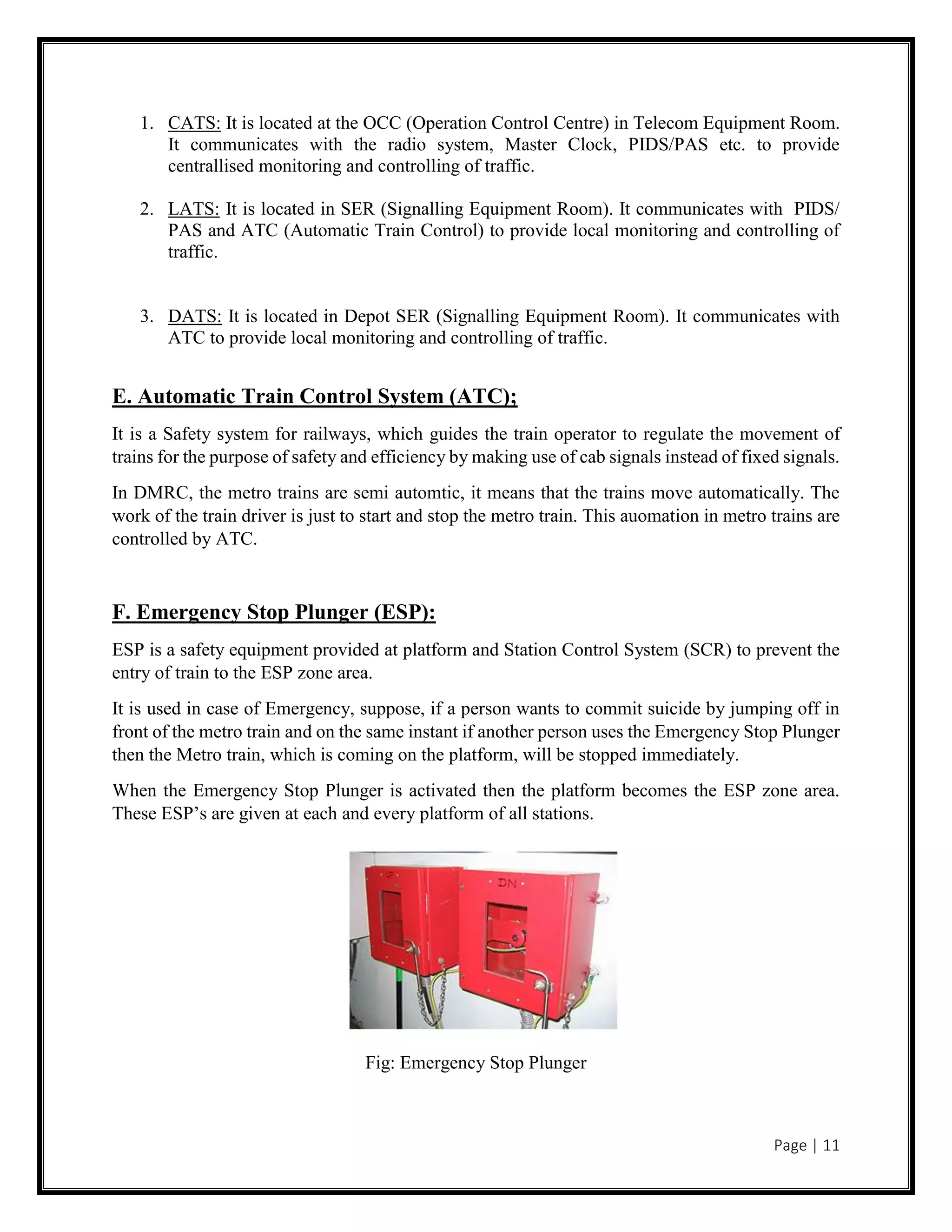 Summer internship report on DMRC(Delhi Metro Rail Pvt. Ltd.) | PDF