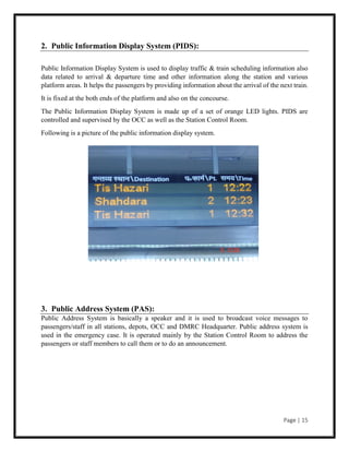 Summer internship report on DMRC(Delhi Metro Rail Pvt. Ltd.) | PDF