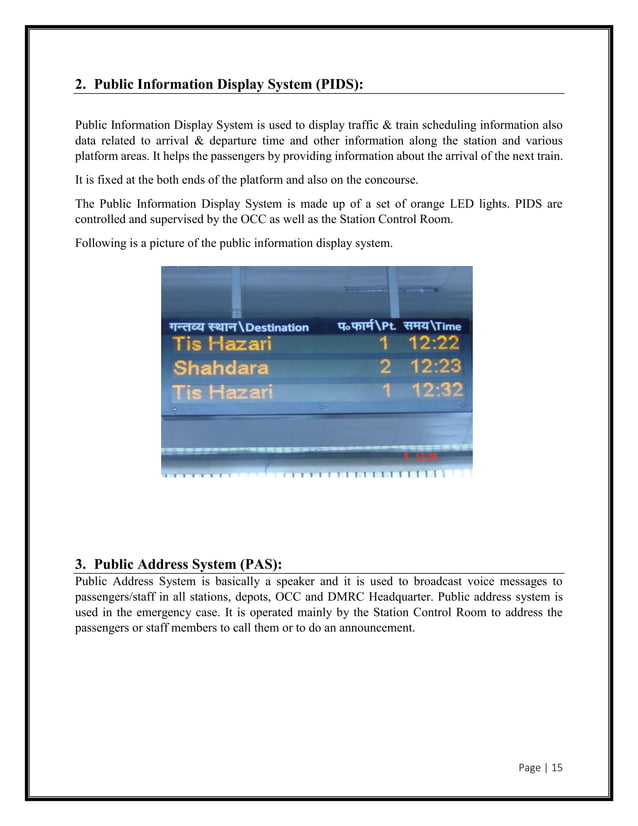 Summer internship report on DMRC(Delhi Metro Rail Pvt. Ltd.) | PDF