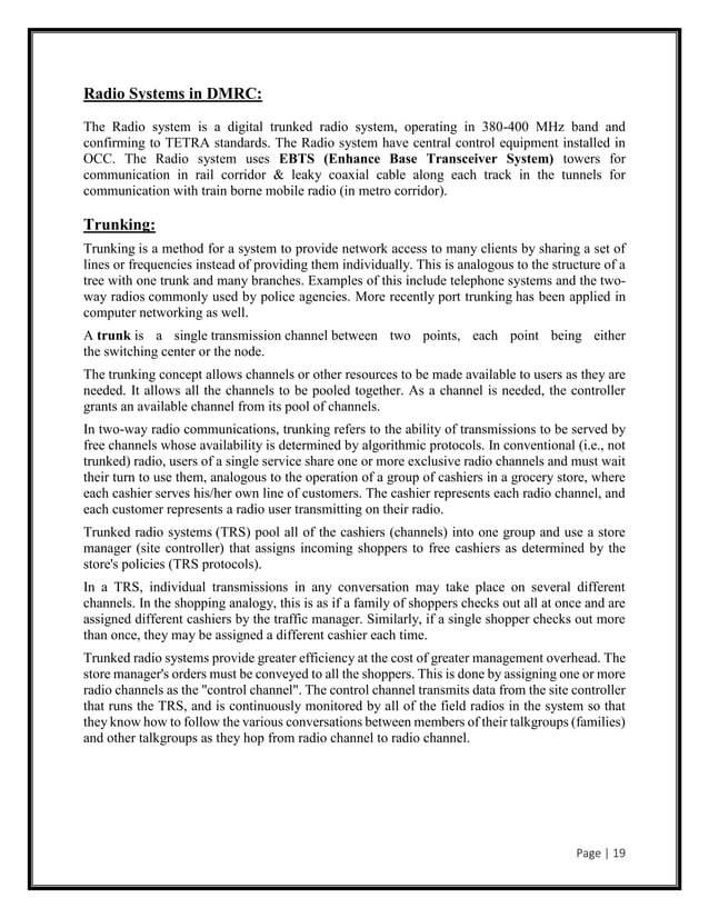 Summer internship report on DMRC(Delhi Metro Rail Pvt. Ltd.) | PDF