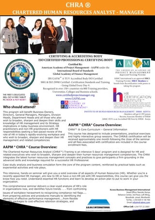 GAFM CHARTERED HUMAN RESOURCES ANALYST (CHRA)-ZAMBIA CHAPTER | PDF