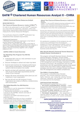 GAFM CHARTERED HUMAN RESOURCES ANALYST (CHRA)-ZAMBIA CHAPTER | PDF