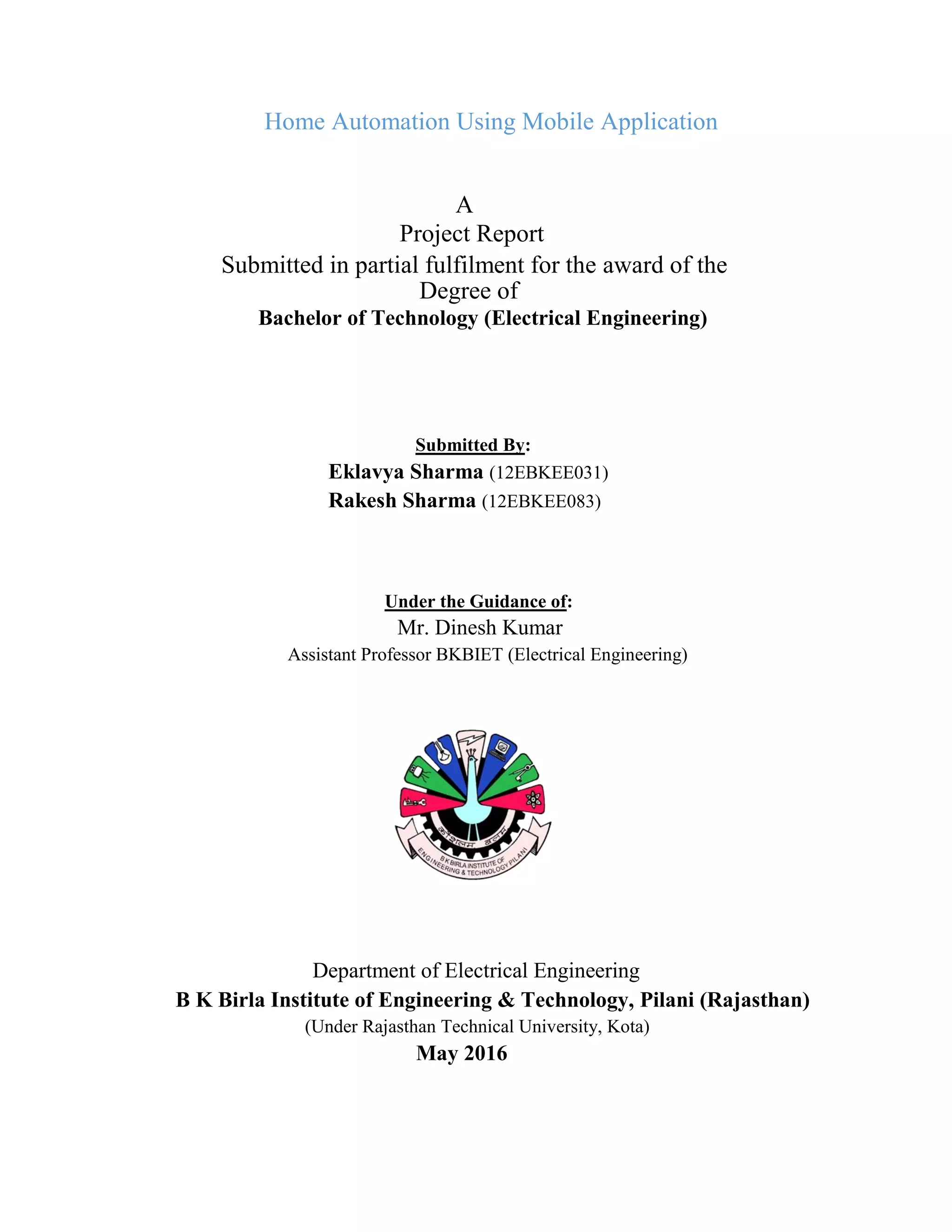 SMART HOME AUTOMATION USING MOBILE APPLICATION | PDF