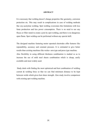 Spot Welding- Major Project Mechanical Engineering | PDF