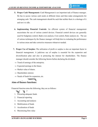 A study on REVENUE INCOME AND EXPENDITURE ANALYSIS ON BESCOM | PDF