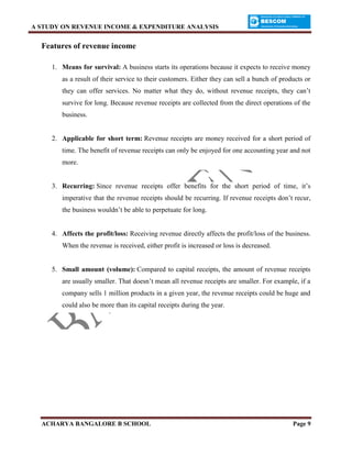A study on REVENUE INCOME AND EXPENDITURE ANALYSIS ON BESCOM | PDF
