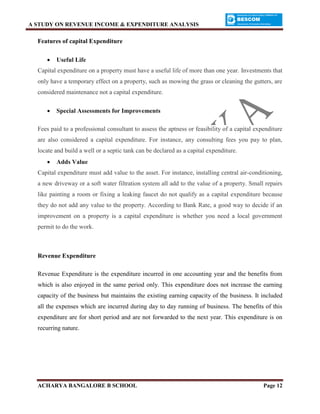 A study on REVENUE INCOME AND EXPENDITURE ANALYSIS ON BESCOM | PDF