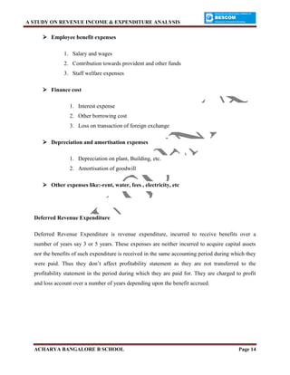 A study on REVENUE INCOME AND EXPENDITURE ANALYSIS ON BESCOM | PDF
