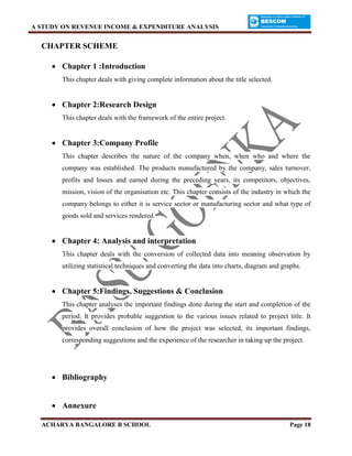 A study on REVENUE INCOME AND EXPENDITURE ANALYSIS ON BESCOM | PDF