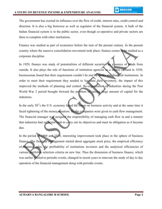 A study on REVENUE INCOME AND EXPENDITURE ANALYSIS ON BESCOM | PDF