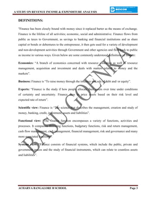 A study on REVENUE INCOME AND EXPENDITURE ANALYSIS ON BESCOM | PDF