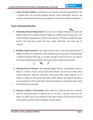 A study on REVENUE INCOME AND EXPENDITURE ANALYSIS ON BESCOM | PDF