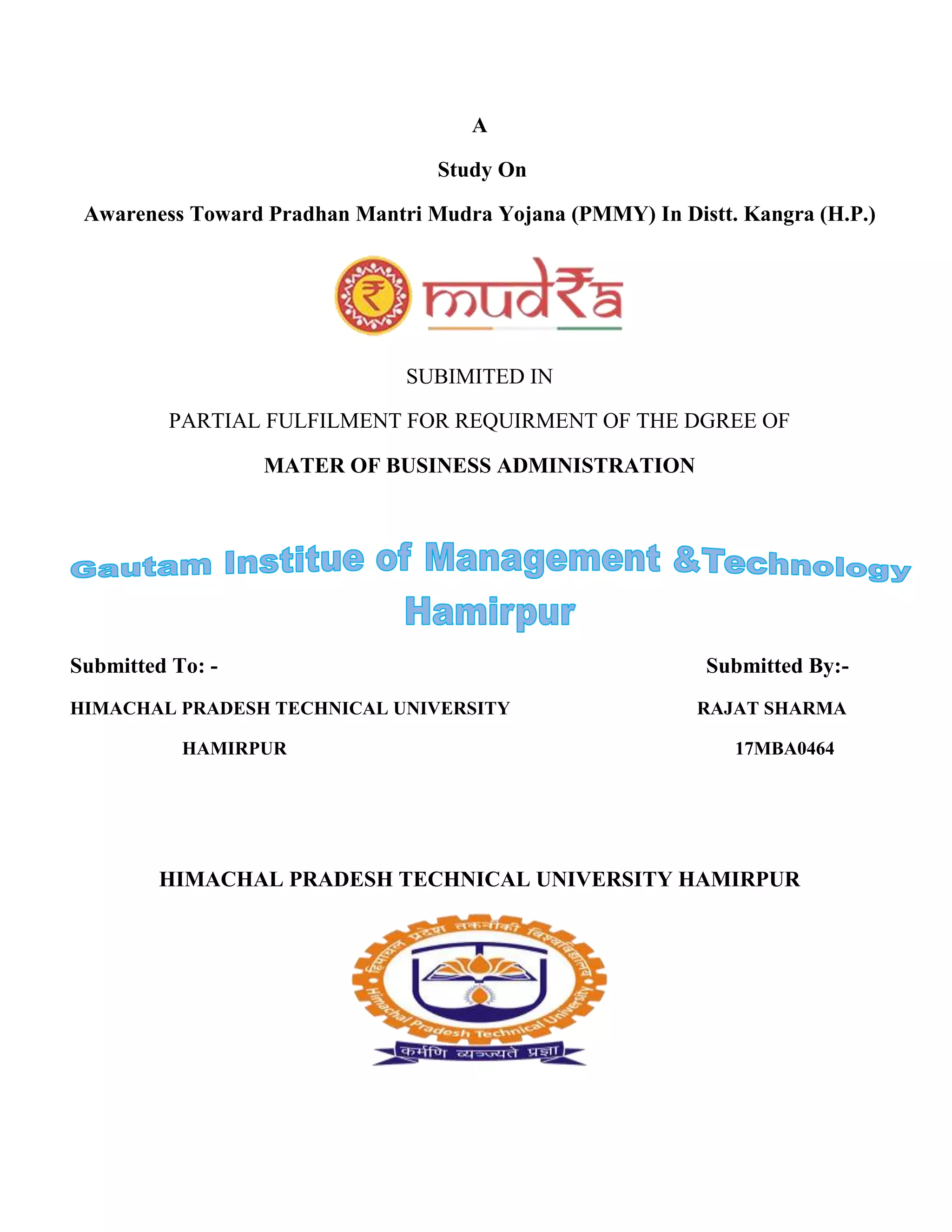 PROJECT REPORT ON MUDRA LOAN | PDF