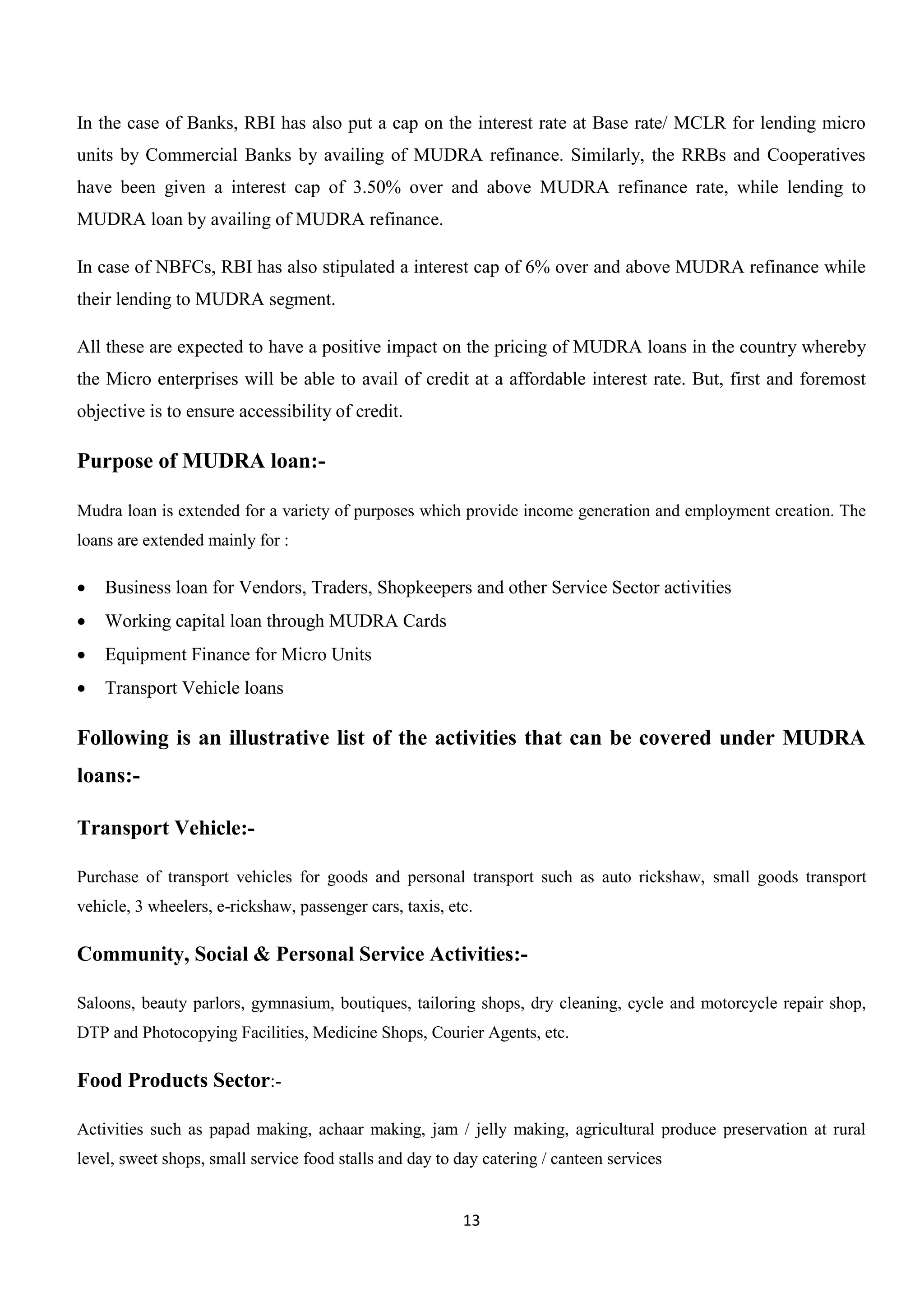 PROJECT REPORT ON MUDRA LOAN | PDF