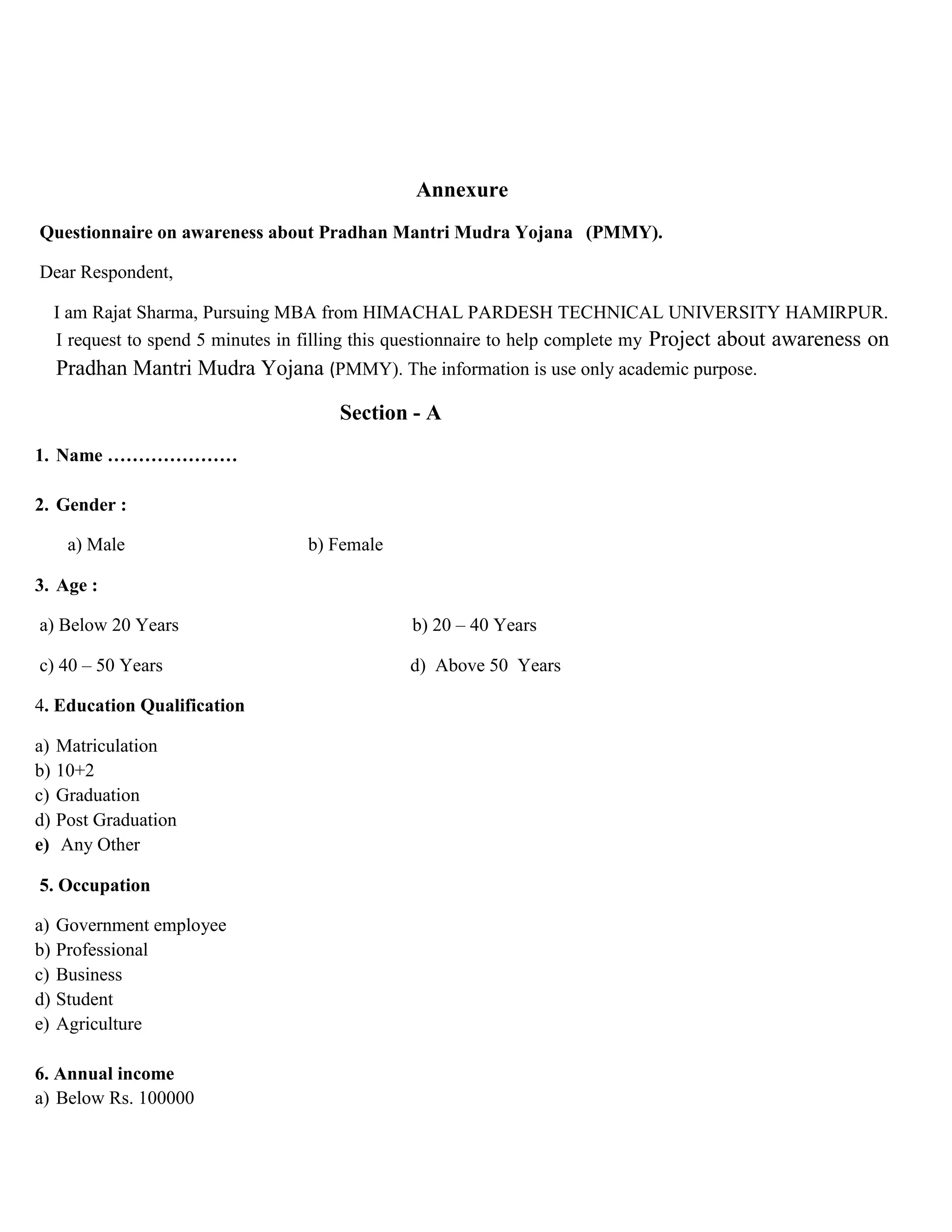 PROJECT REPORT ON MUDRA LOAN | PDF