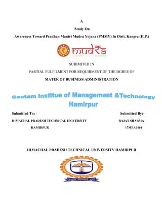 PROJECT REPORT ON MUDRA LOAN | PDF