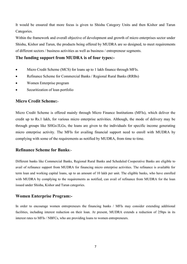 PROJECT REPORT ON MUDRA LOAN | PDF | Business Accounting & Finance ...