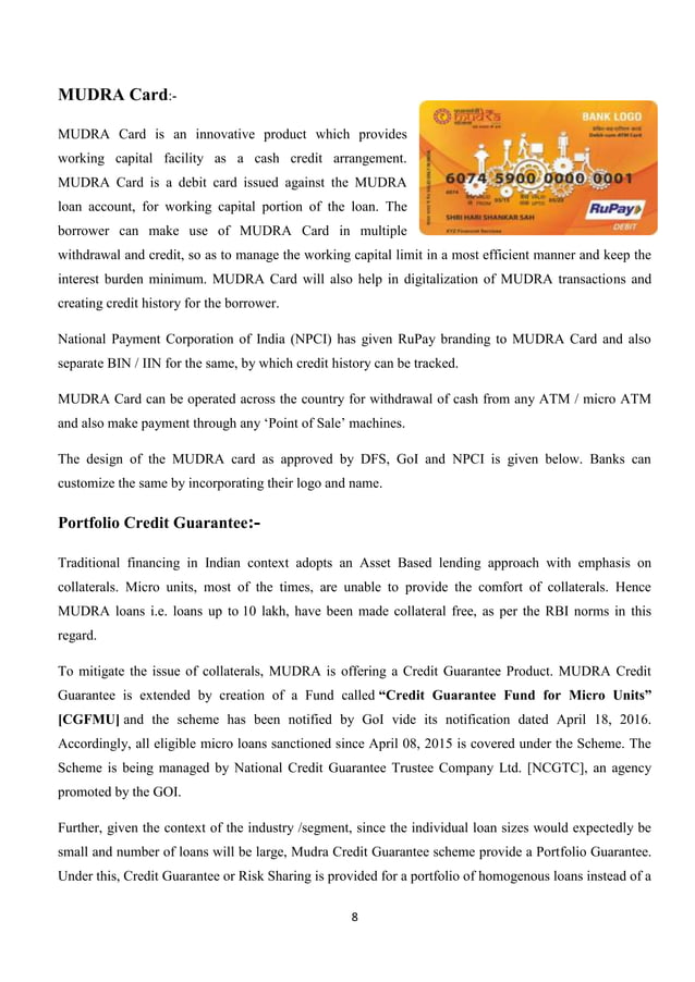 PROJECT REPORT ON MUDRA LOAN | PDF | Business Accounting & Finance | Business