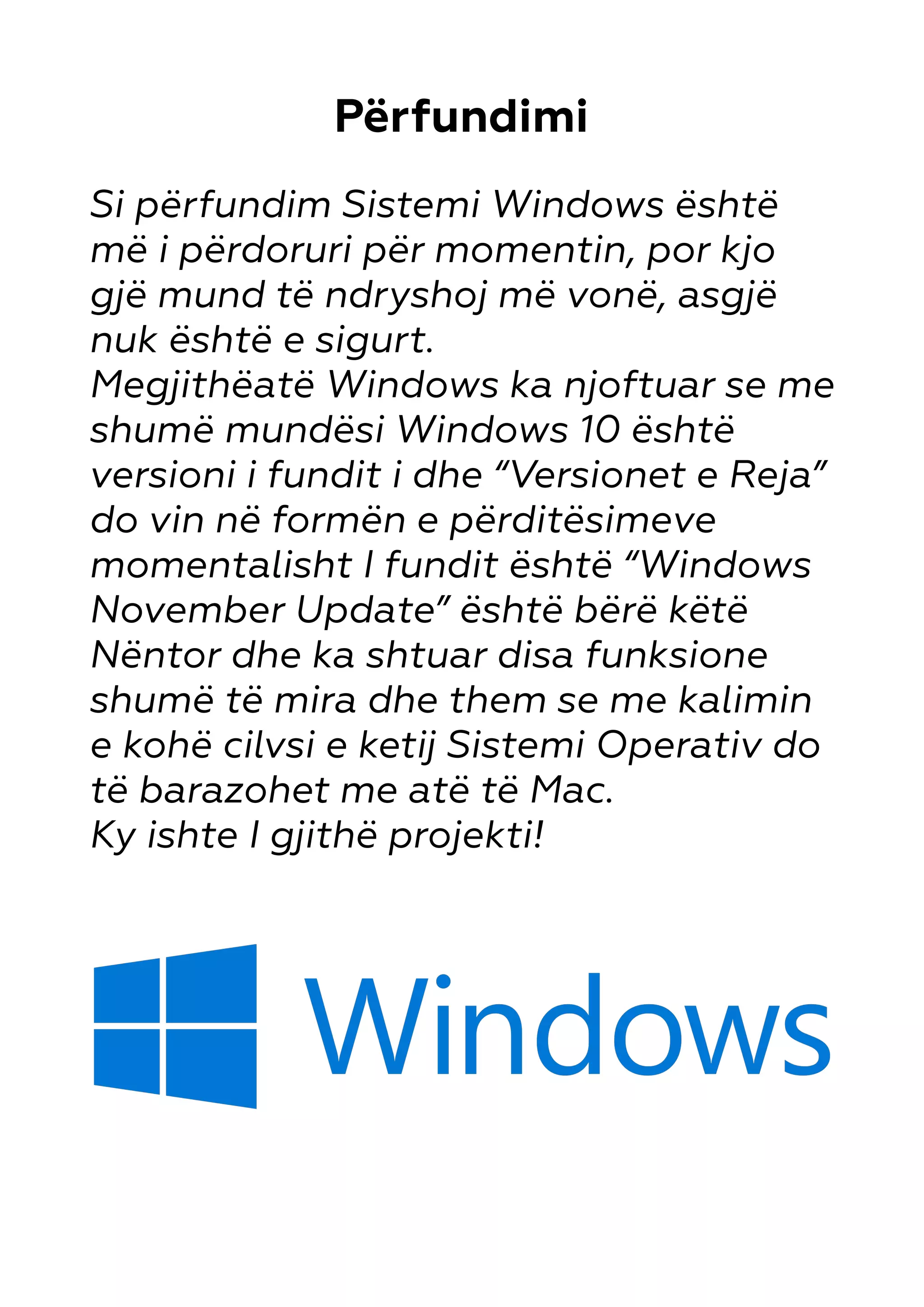 Projekt: Gjendja e Sistemit Operativ Windows | PDF