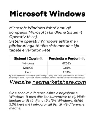 Projekt: Gjendja e Sistemit Operativ Windows | PDF