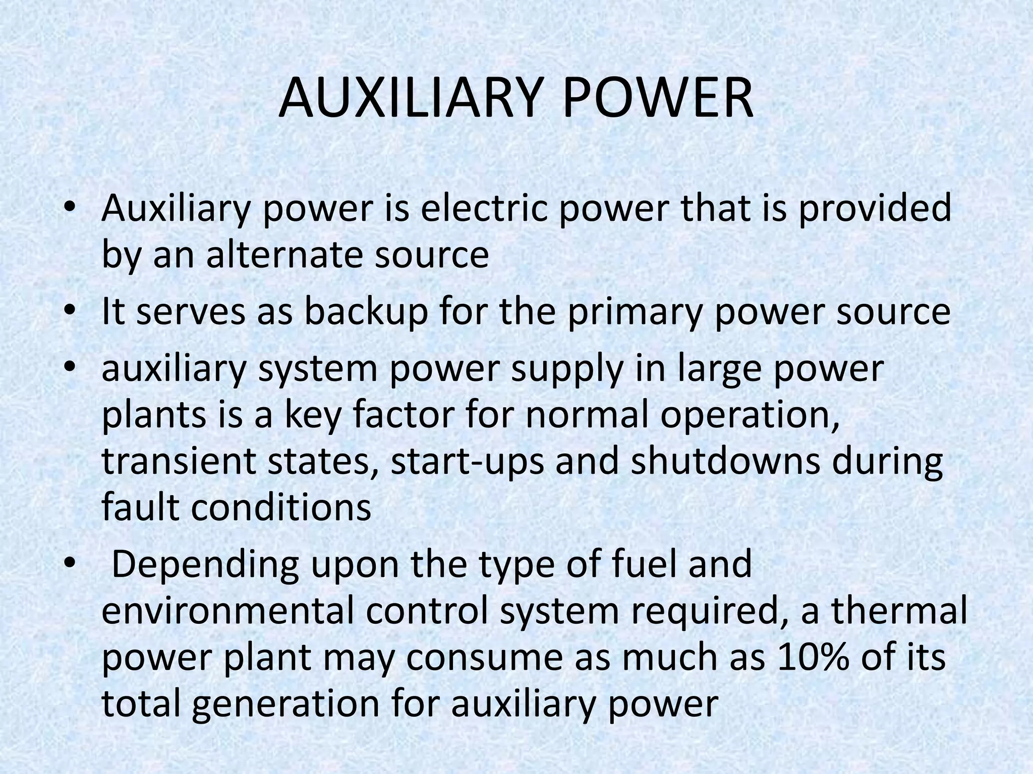 AUXILIARY POWER SUPPLY SCHEME FOR THERMAL POWER PLANT | PPTX