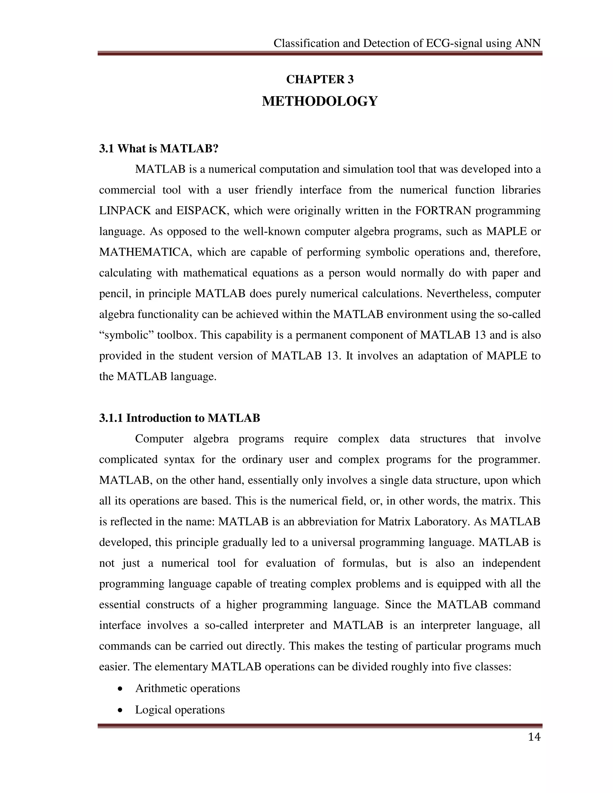 Classification And Detection Of Ecg Signals Using Artificial Neural