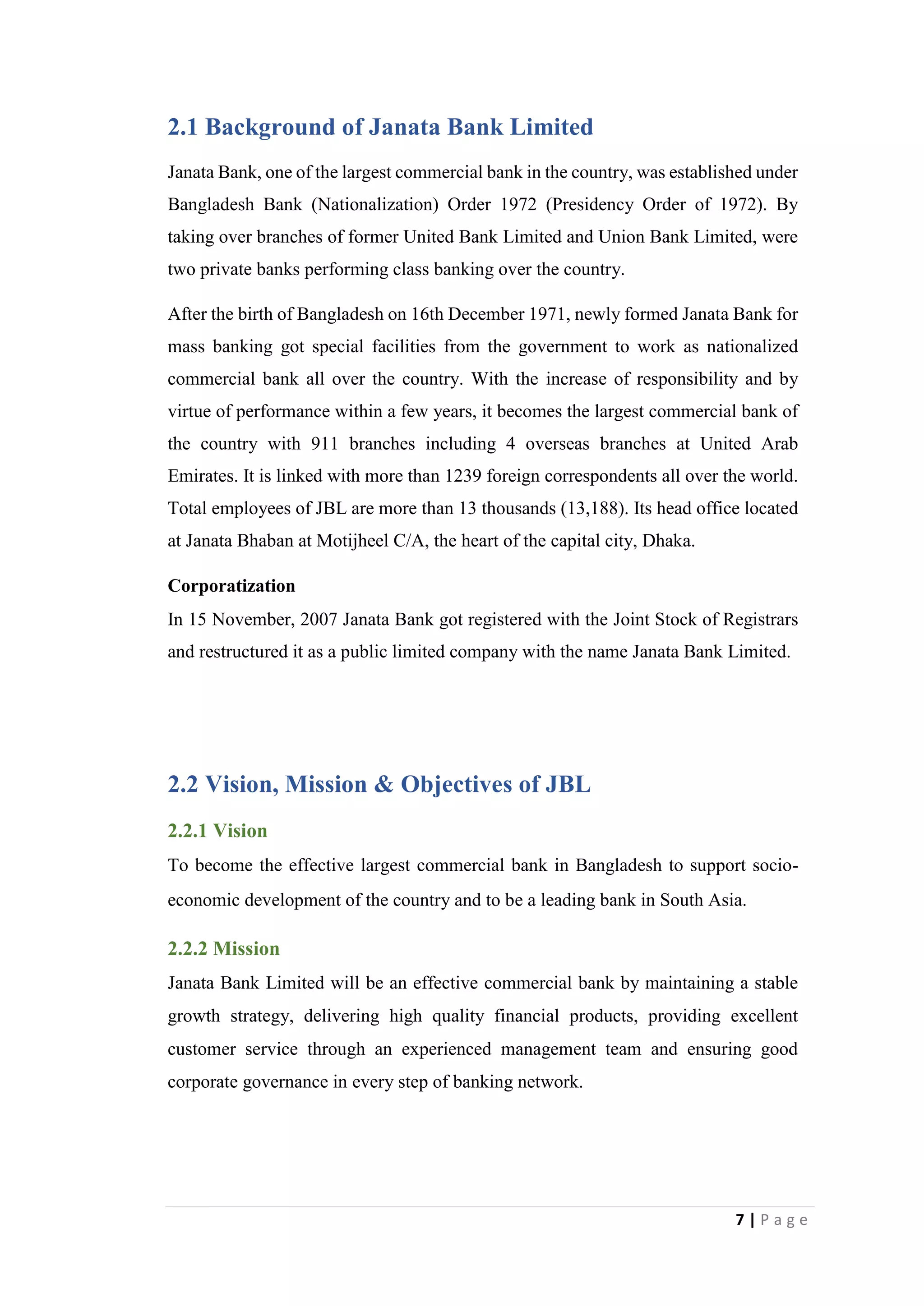 “General Banking and Financial Performance Analysis of Janata Bank ...