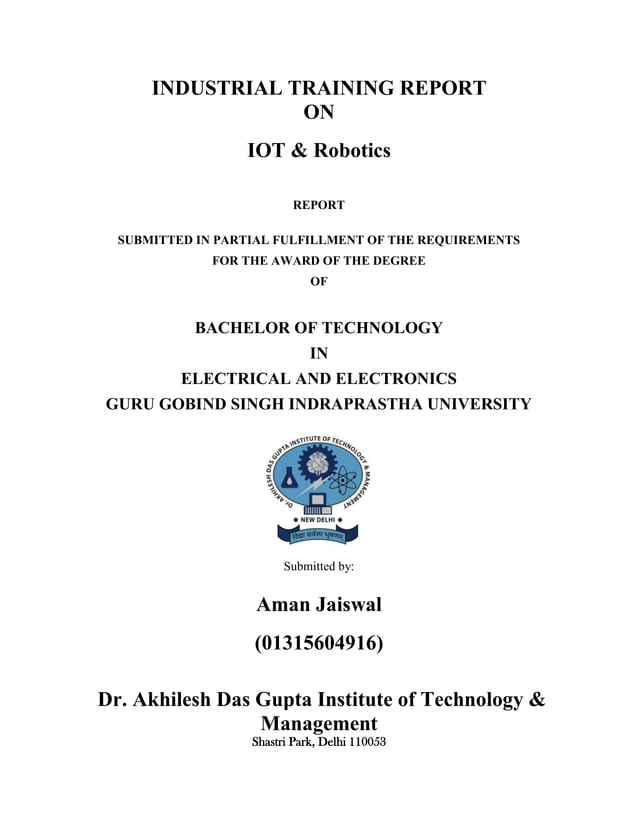 Internship Report on IOT & Robotics | PDF
