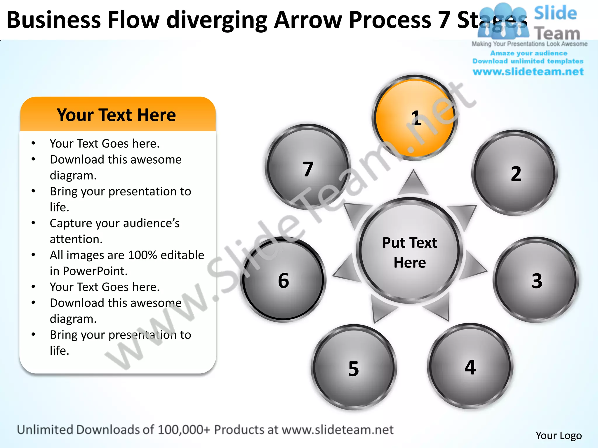Download flow diverging arrow process 7 stages circular network power ...