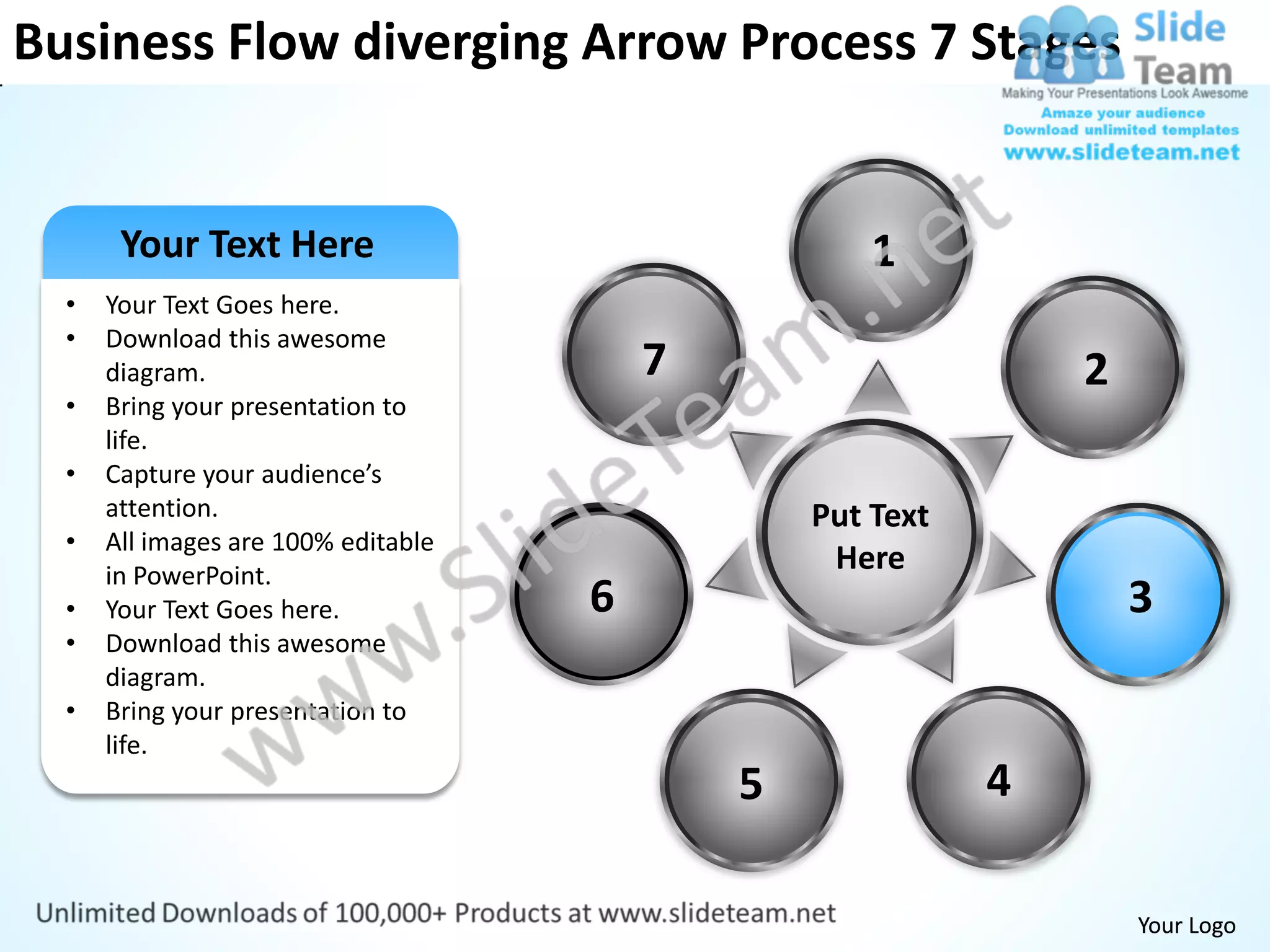 Download flow diverging arrow process 7 stages circular network power ...