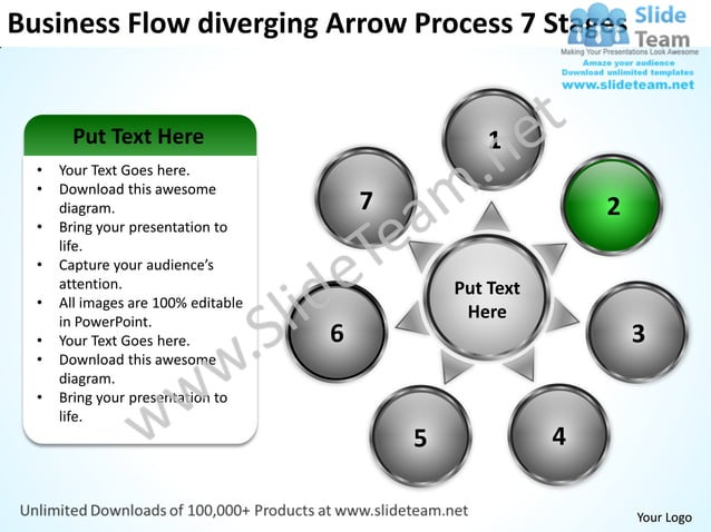 Download flow diverging arrow process 7 stages circular network power ...