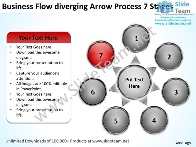 Download flow diverging arrow process 7 stages circular network power ...