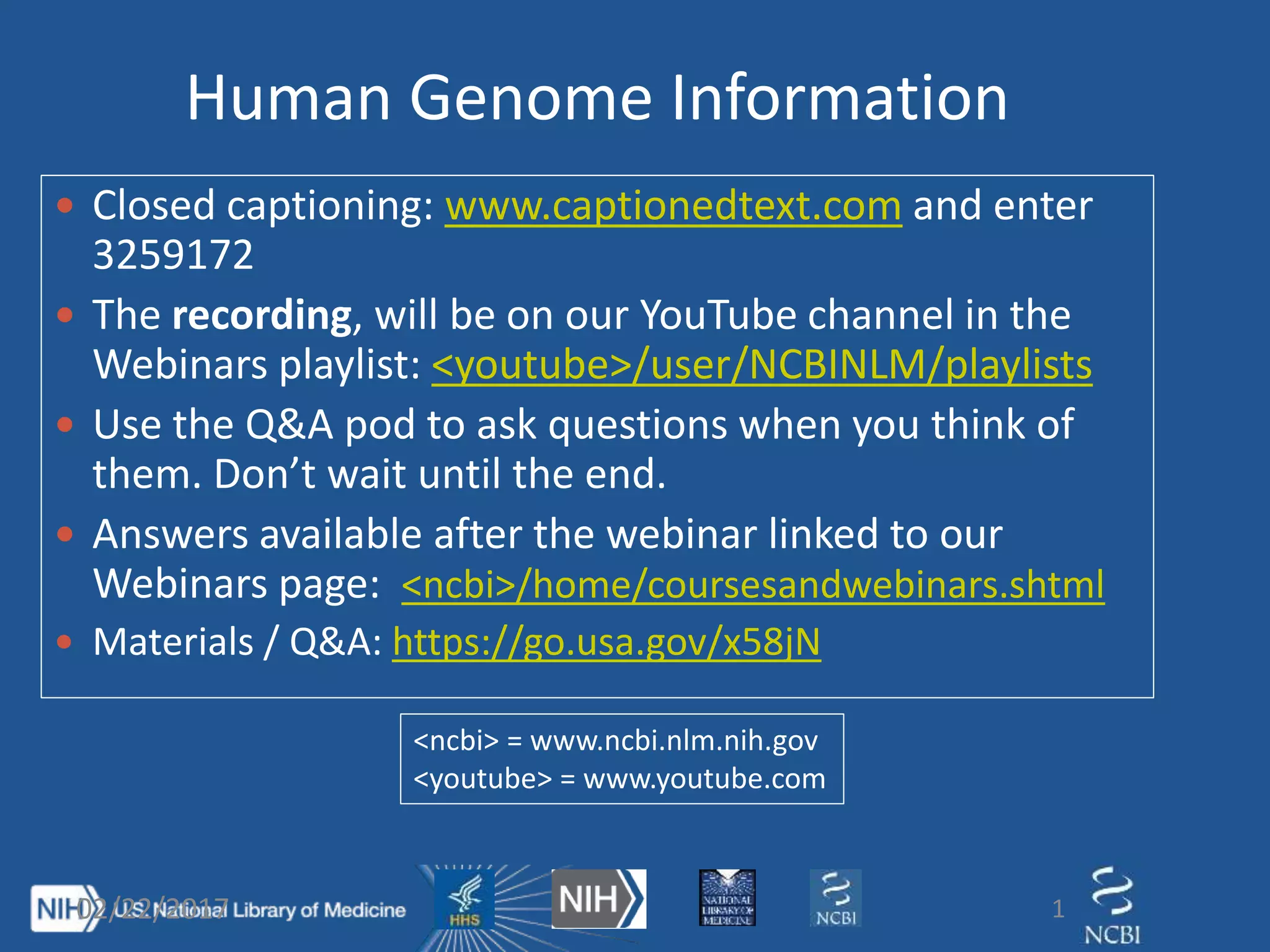 Downloading human genome_sequence_and_annotations | PPT