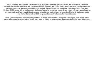 [PDF] Learning Robotics using Python: Design, simulate, program, and prototype an autonomous mobile