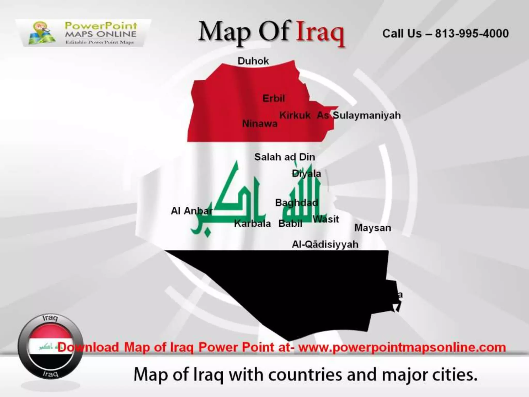 PowerPoint Template Map of Iraq | PPTX