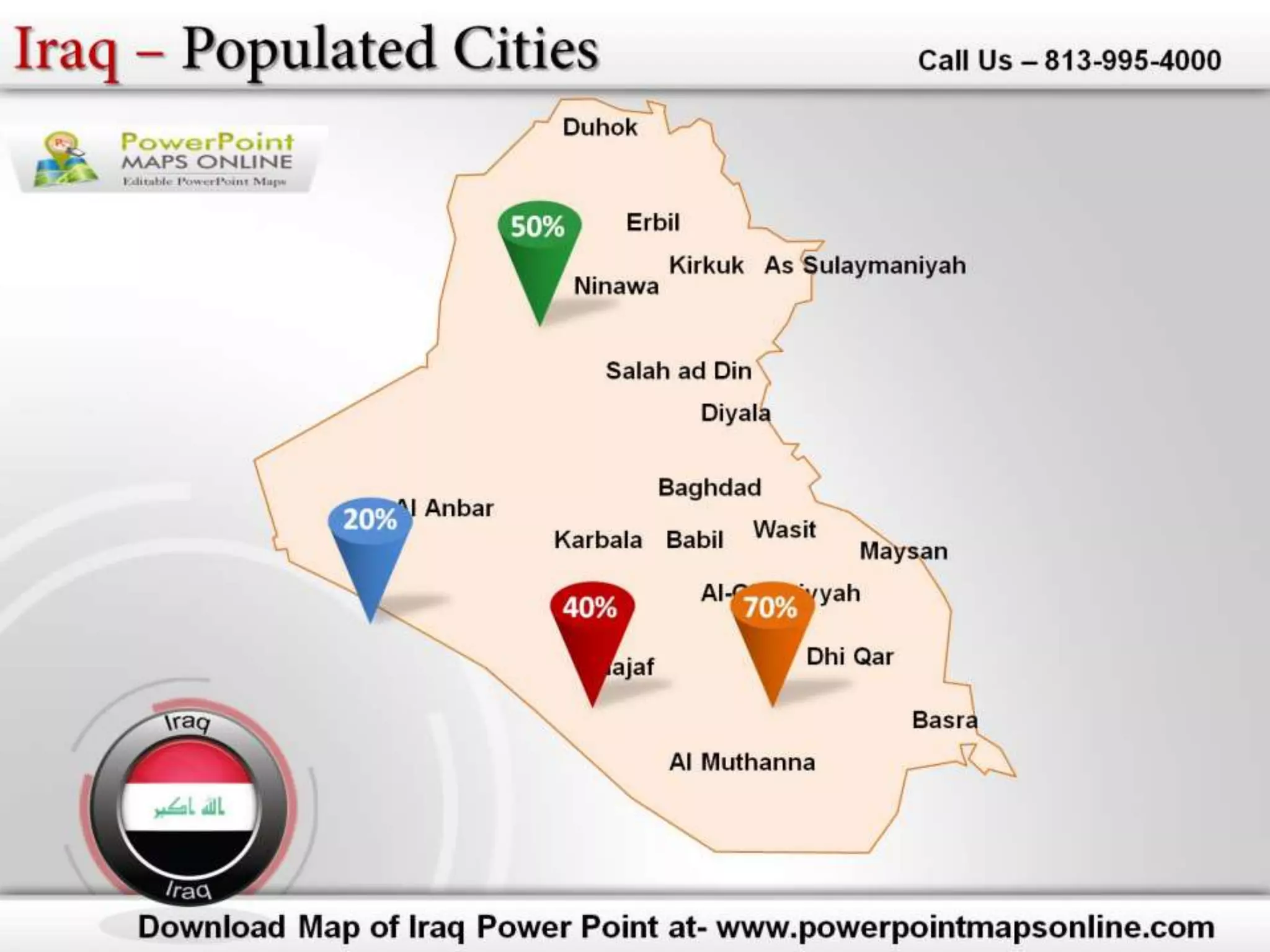 PowerPoint Template Map of Iraq | PPTX