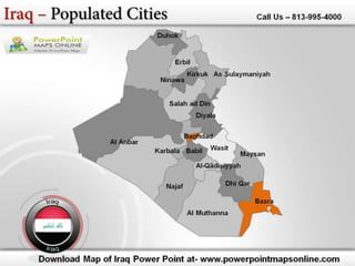 PowerPoint Template Map of Iraq | PPTX
