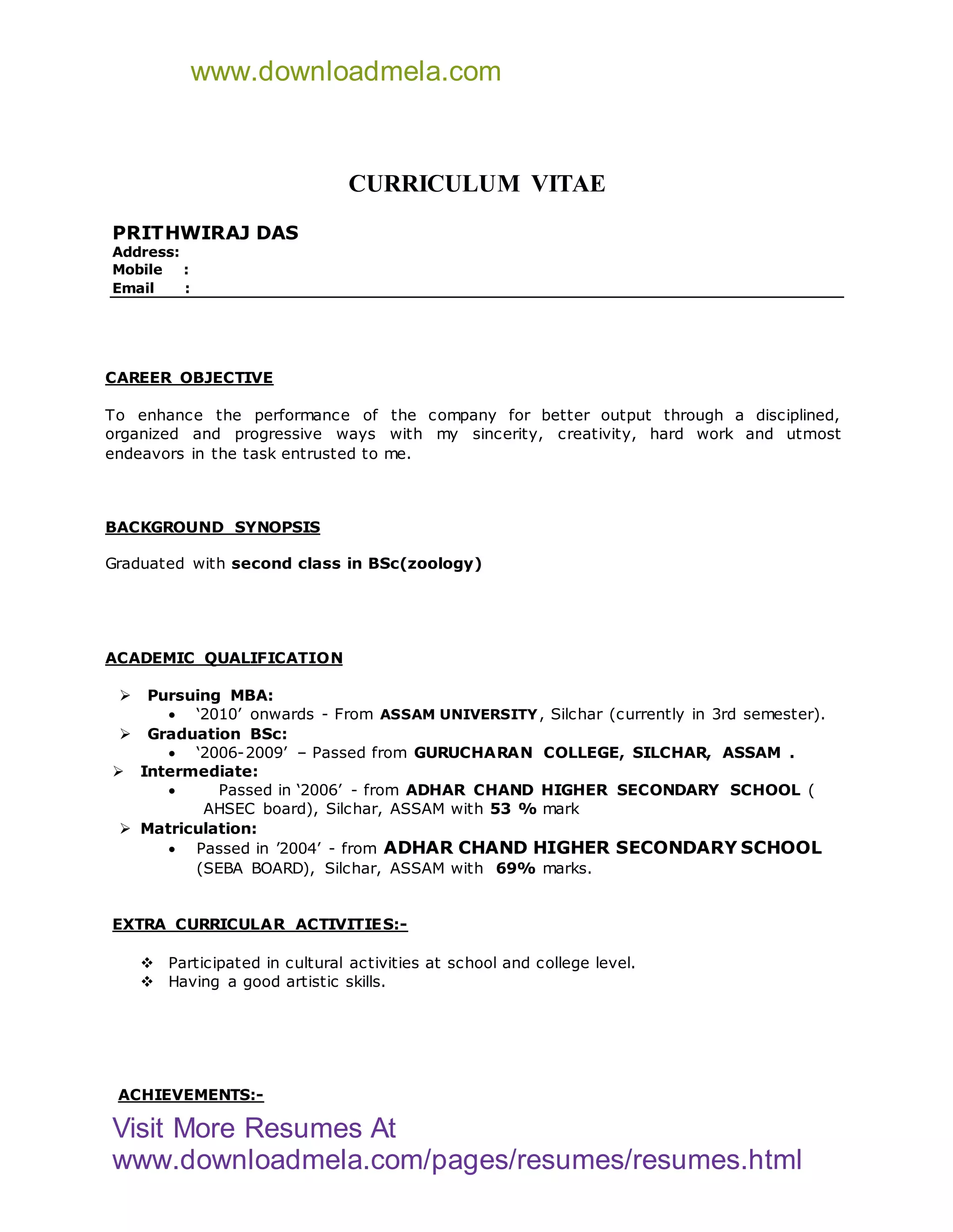 Downloadmela.com mba-fresher-resume(1) | DOC