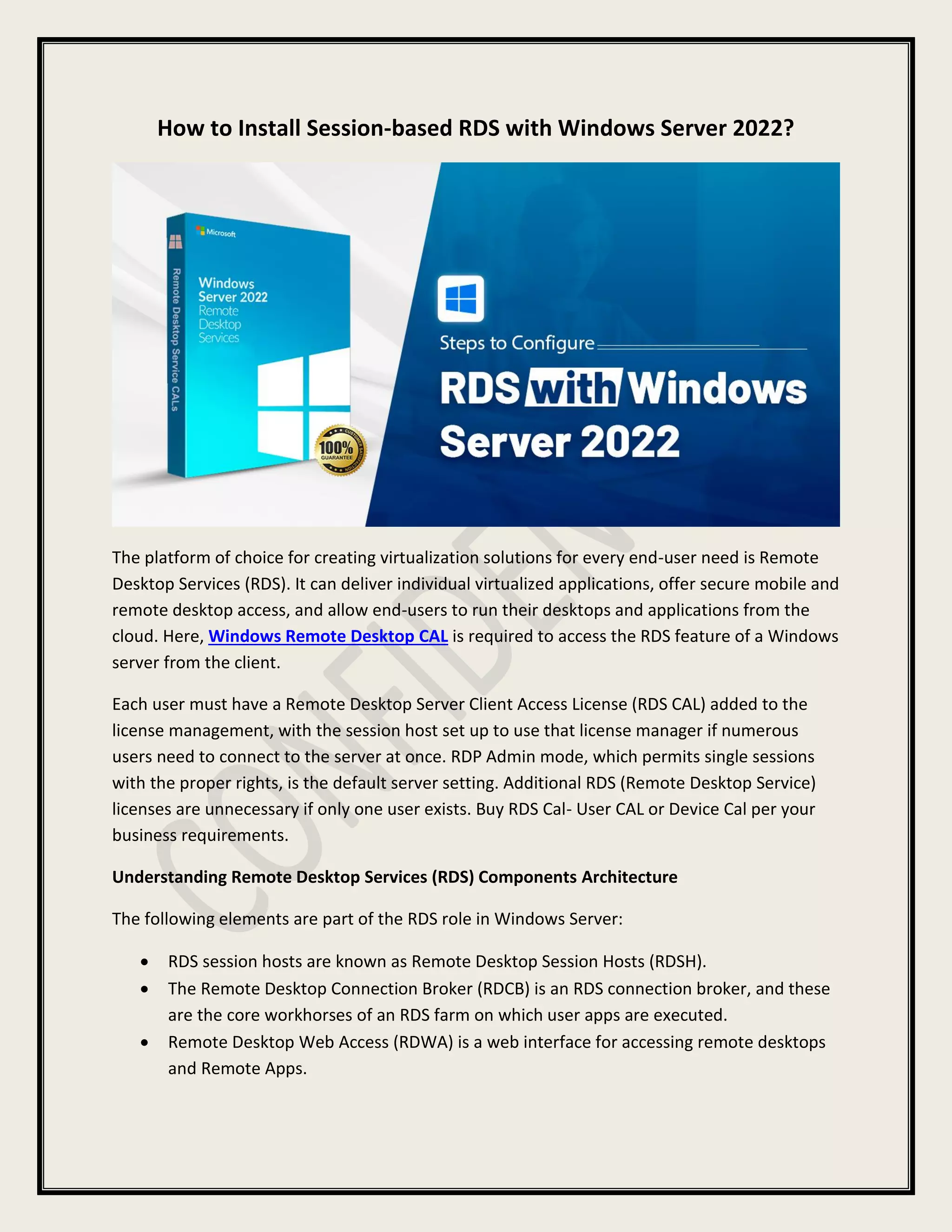 Download Microsoft Windows Server 2022 RDS | PDF
