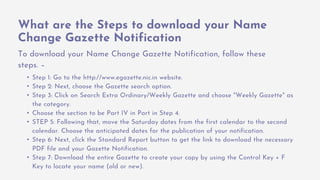 How Can We Download Name Change Gazette Notification Online? | PPTX