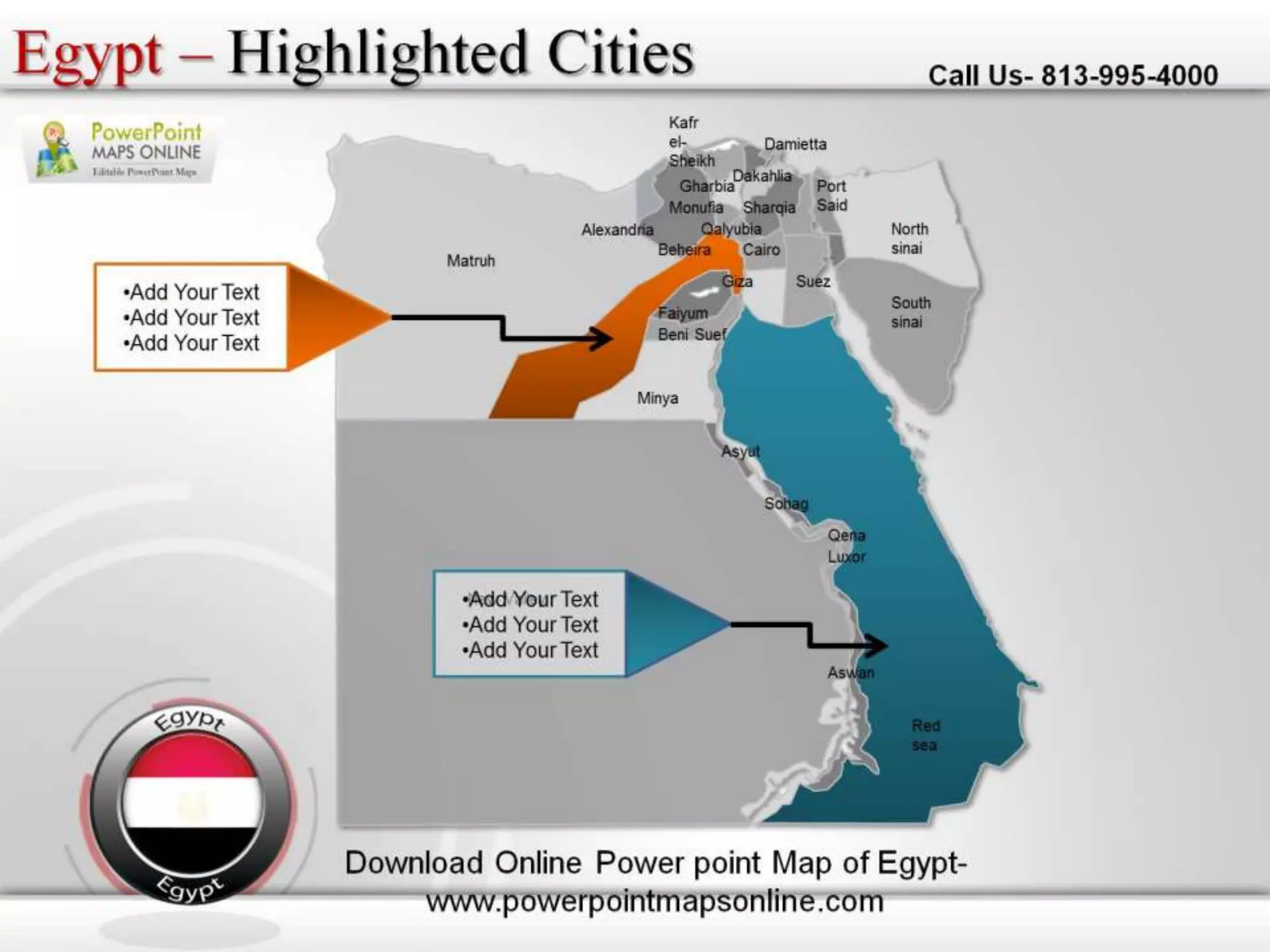 Online Download Online Powerpoint Map of Egypt | PPTX