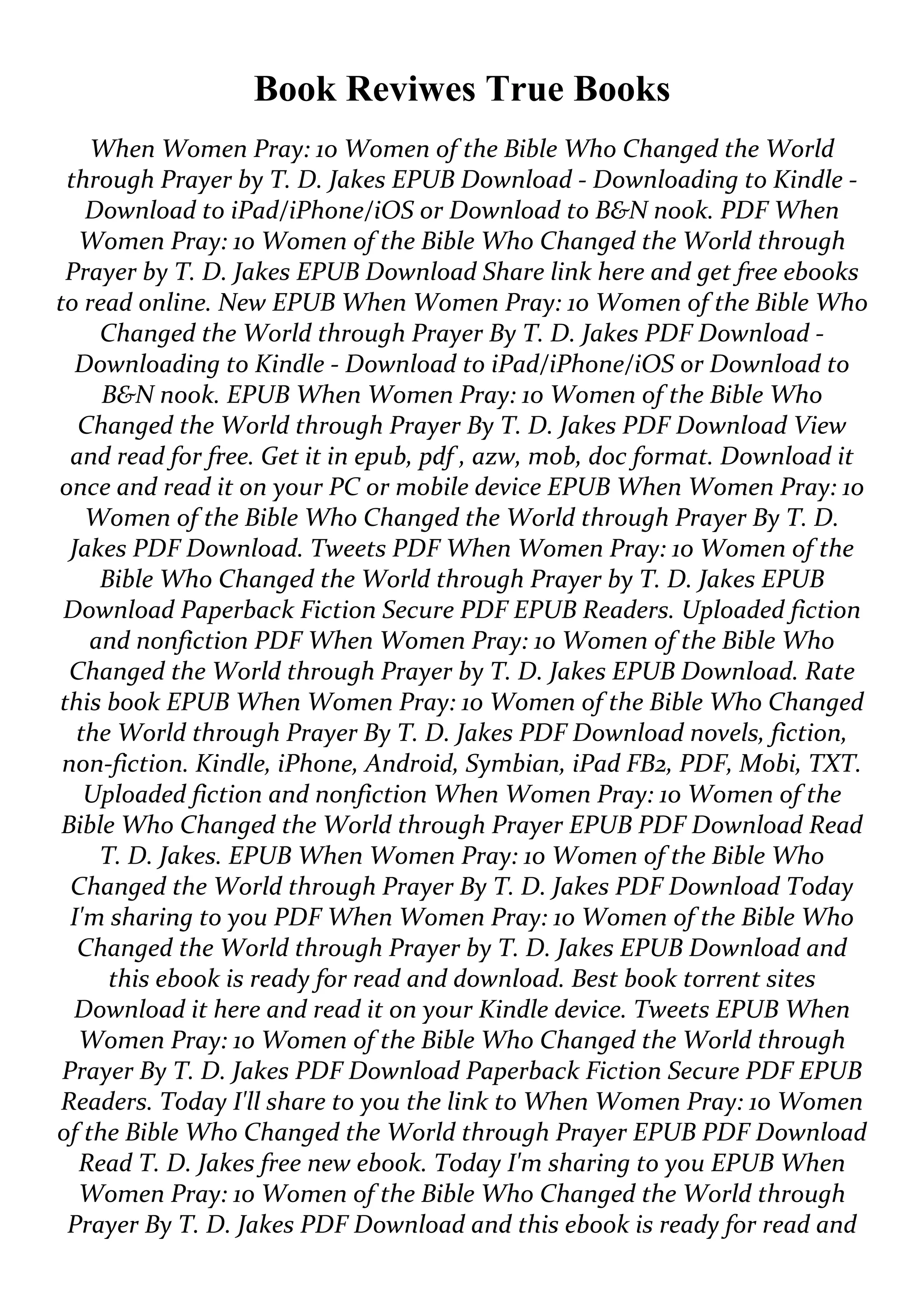 DownloadPDF(Book)When Women Pray: 10 Women of the Bible Who Changed the ...