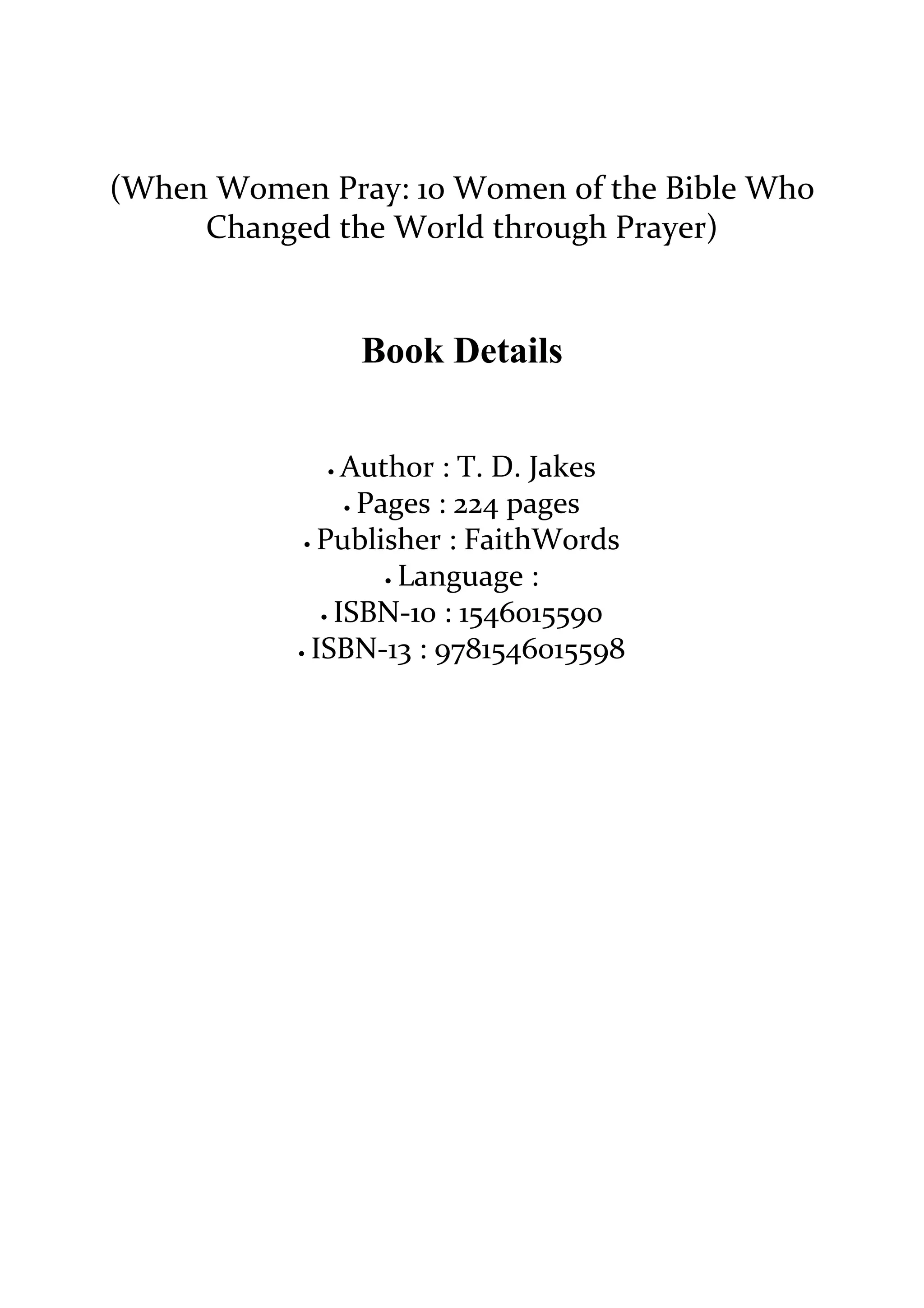 DownloadPDF(Book)When Women Pray: 10 Women of the Bible Who Changed the ...