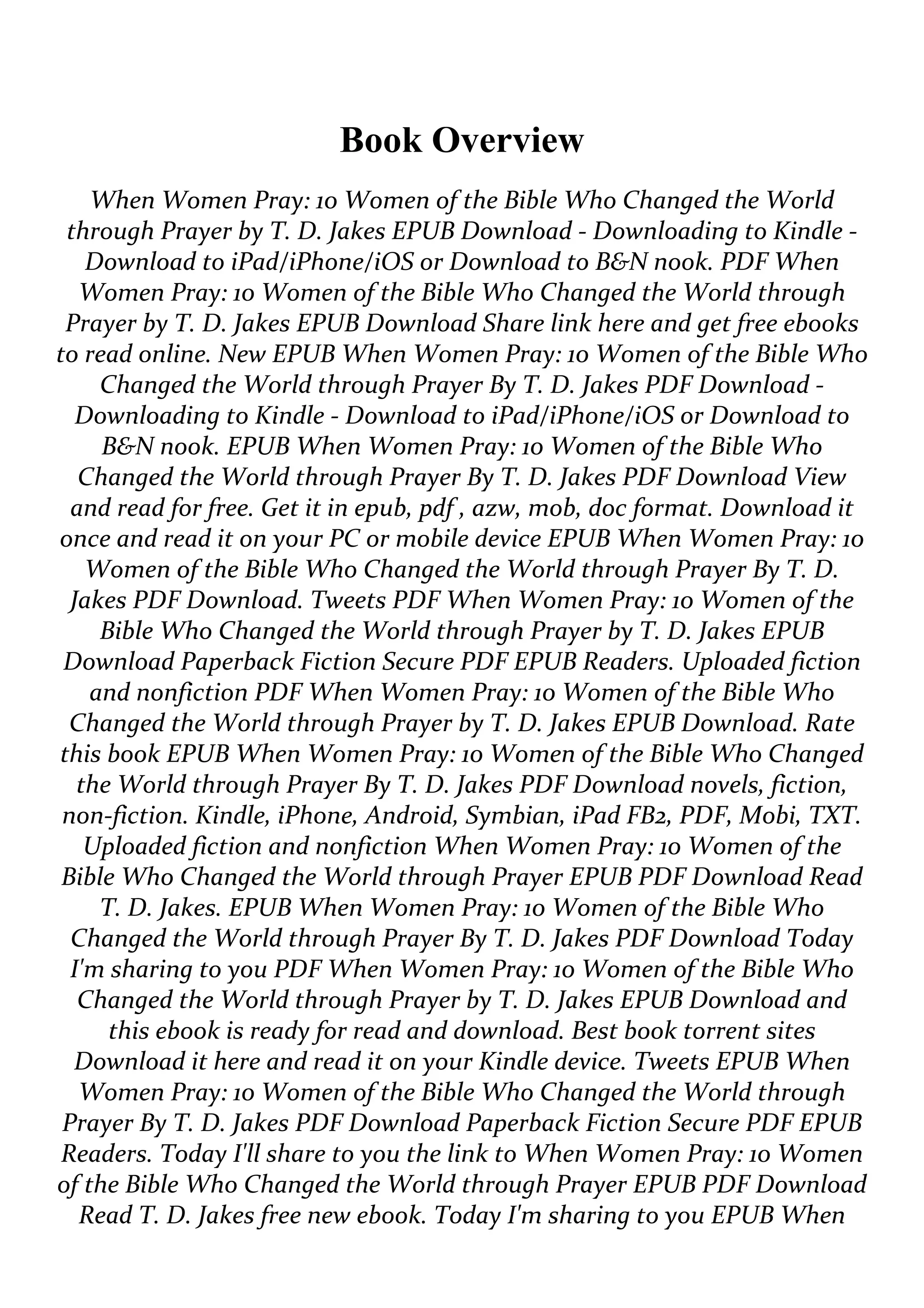 DownloadPDF(Book)When Women Pray: 10 Women of the Bible Who Changed the ...