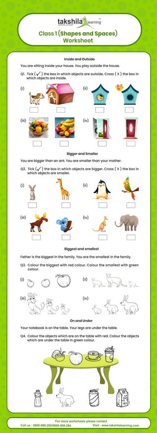 Shapes worksheet Chapter 1 - NCERT Solutions Class 1 Maths | PDF