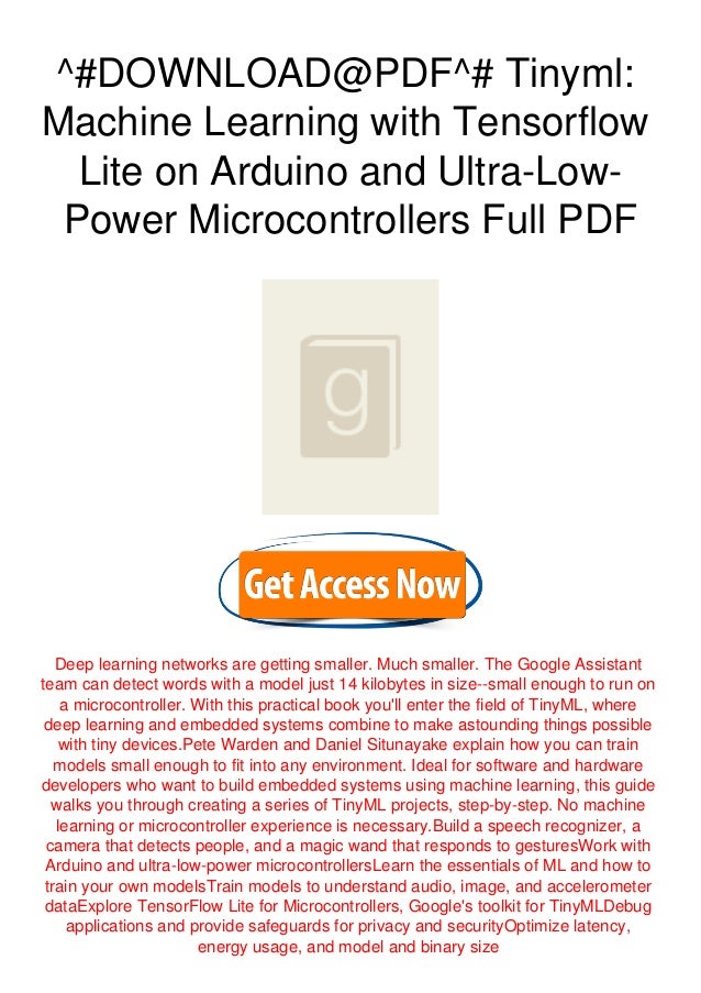 Downloadpdf Tinyml Machine Learning With Tensorflow Lite On Arduino And Ultra Low Power