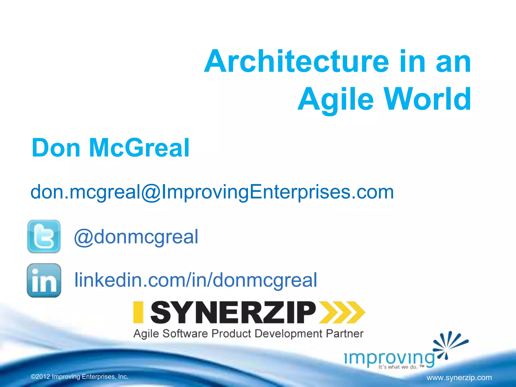 Architecture in an Agile World | PPT