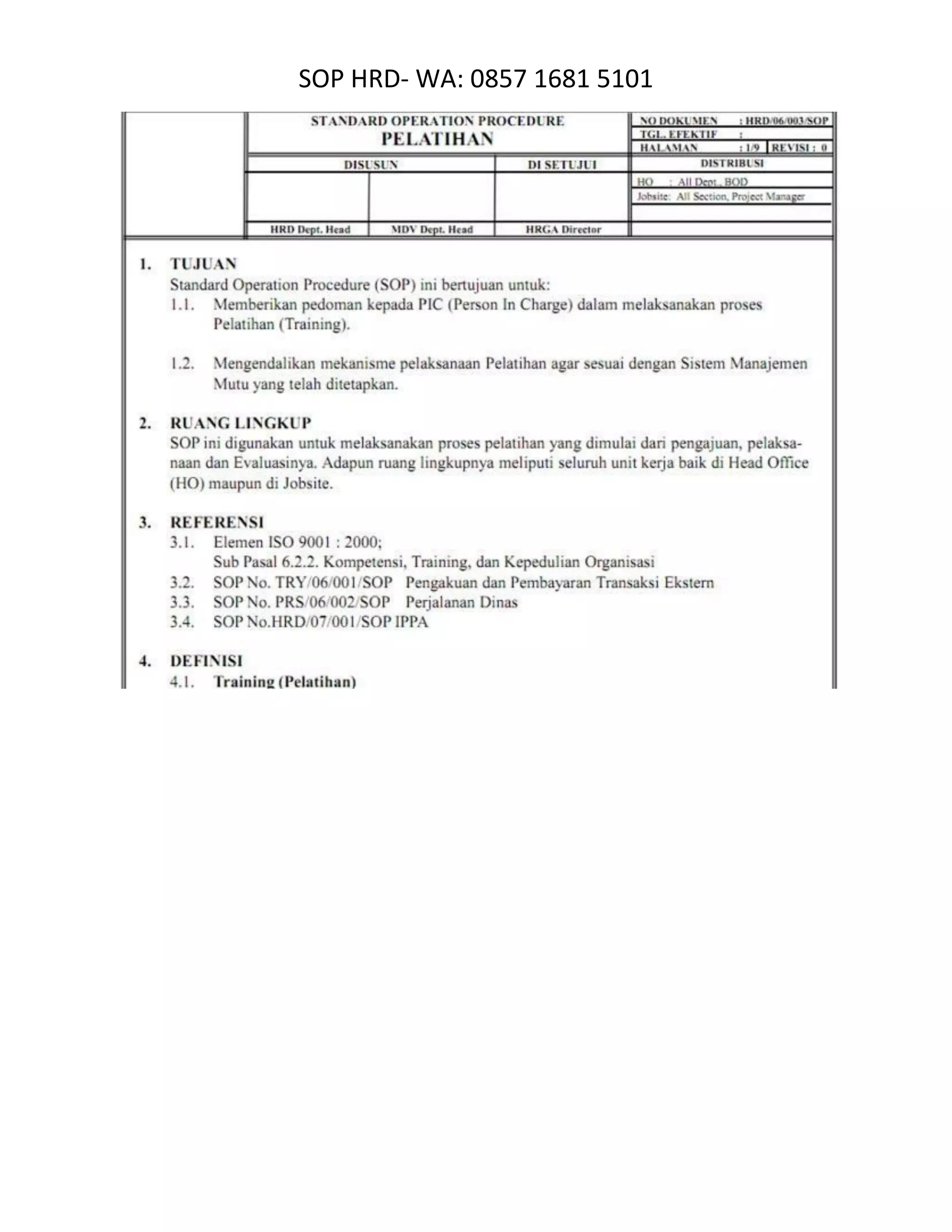 Standar Operasional Prosedur (SOP) HRD plus flowchart | PDF